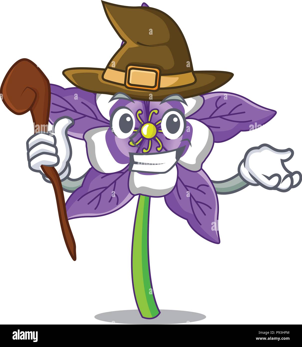 Witch columbine flower mascot cartoon Stock Vector Image & Art - Alamy