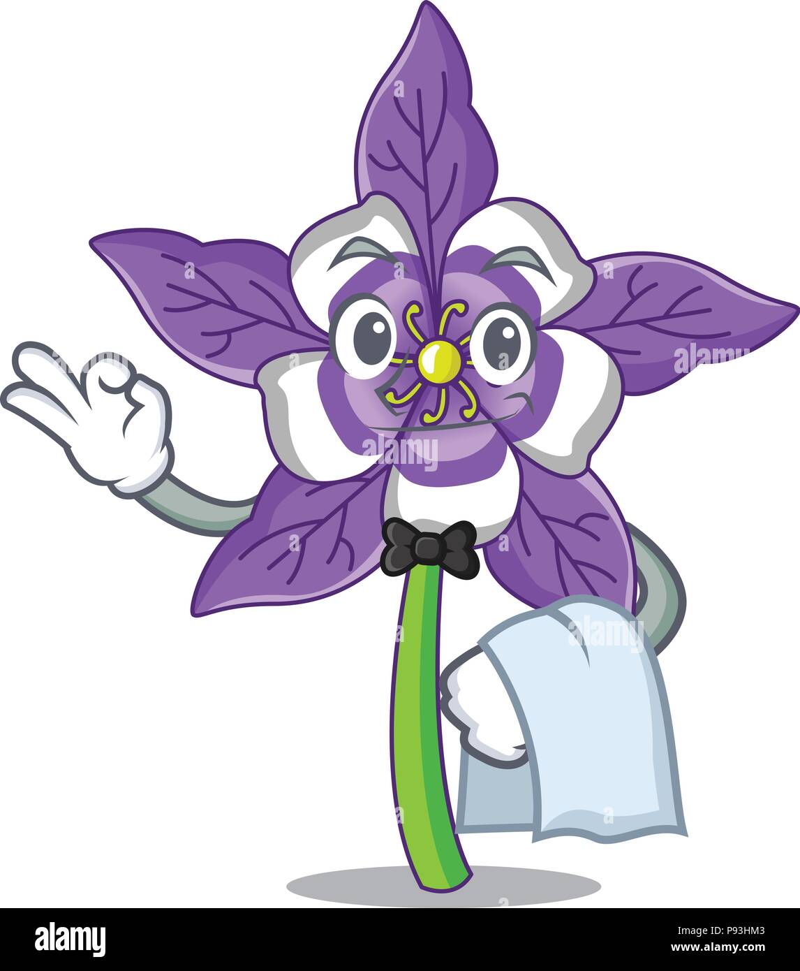 Waiter columbine flower mascot cartoon Stock Vector Image & Art - Alamy
