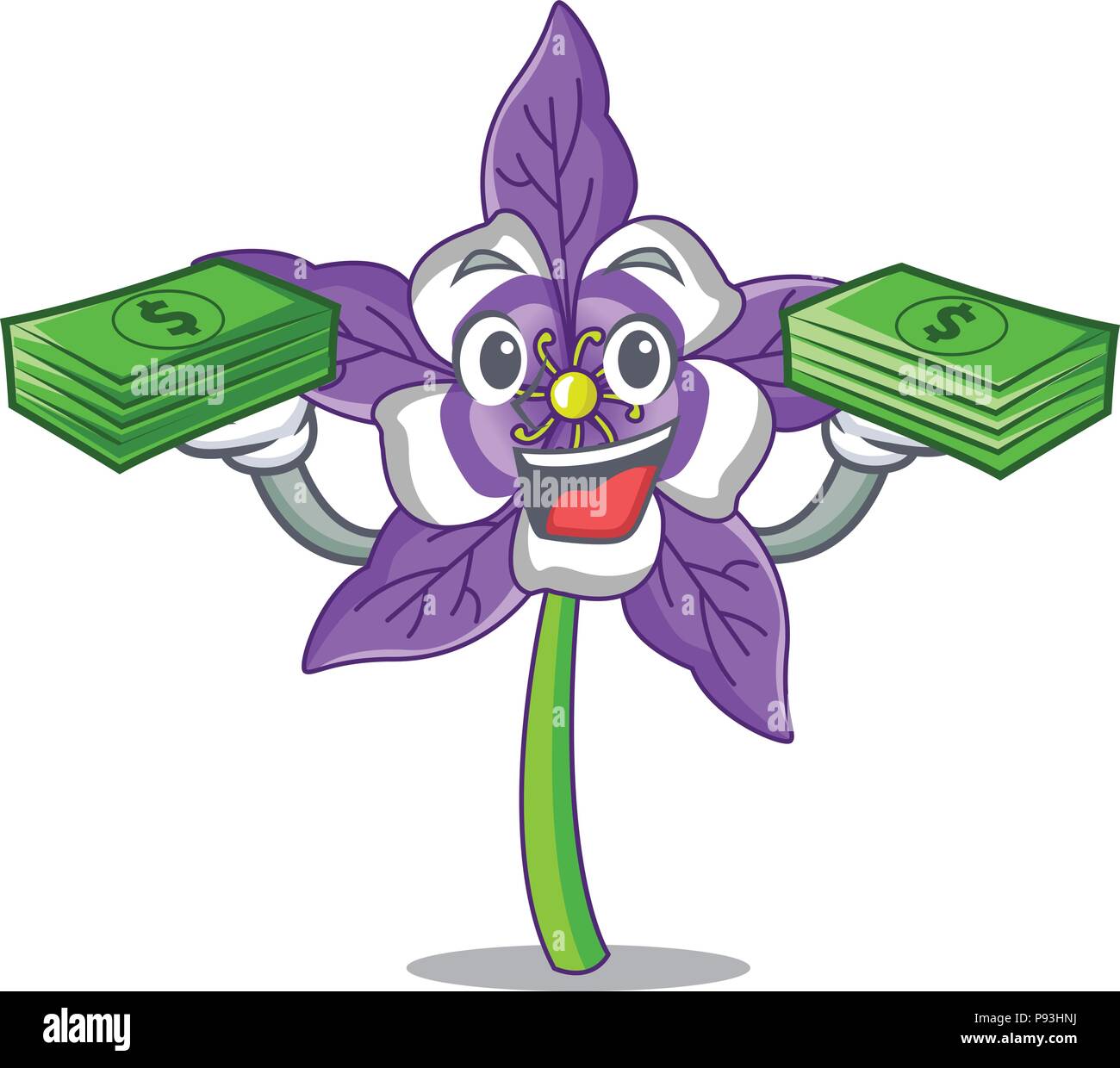 With money bag columbine flower mascot cartoon Stock Vector Image & Art ...