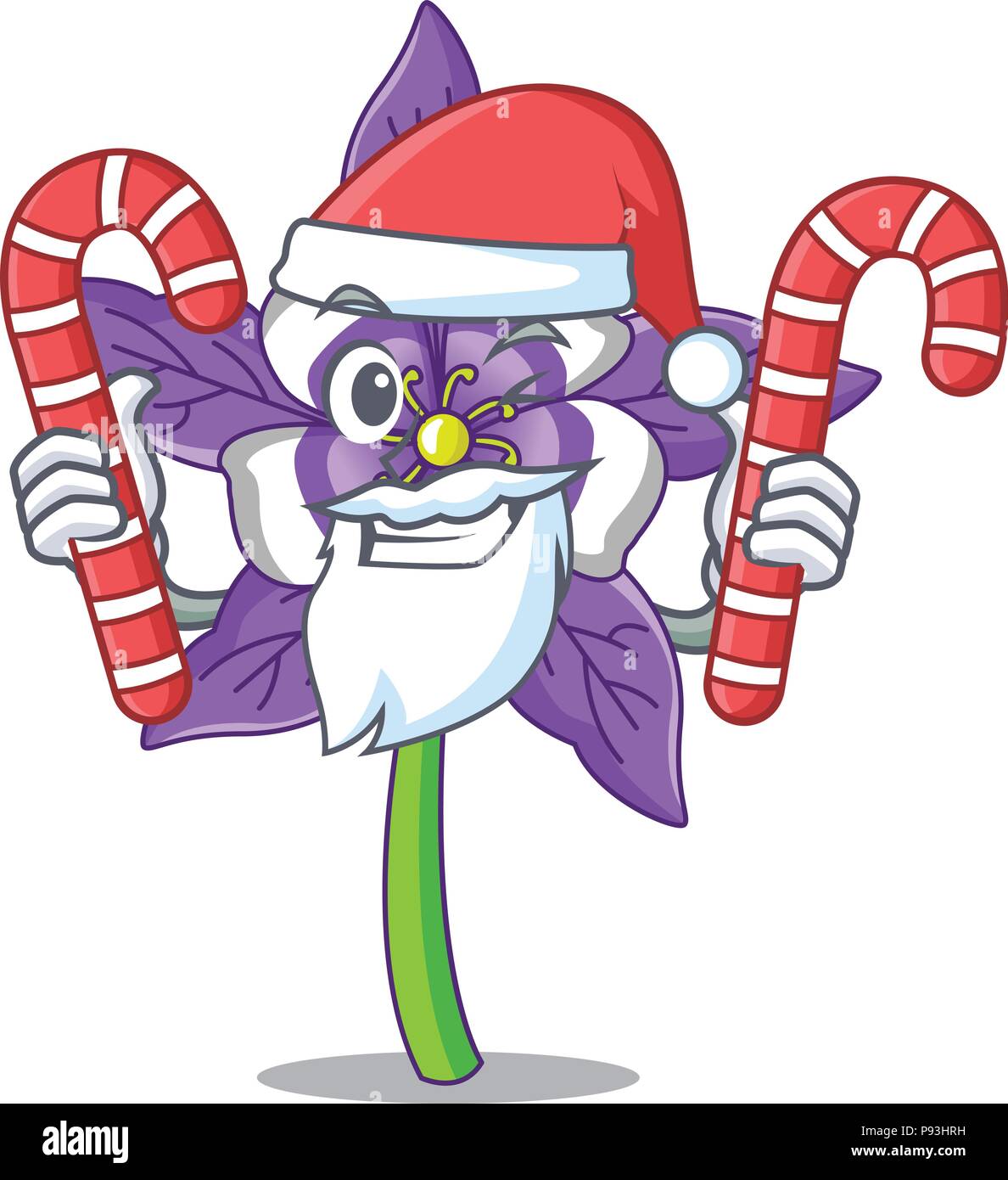Santa with candy columbine flower mascot cartoon Stock Vector Image ...