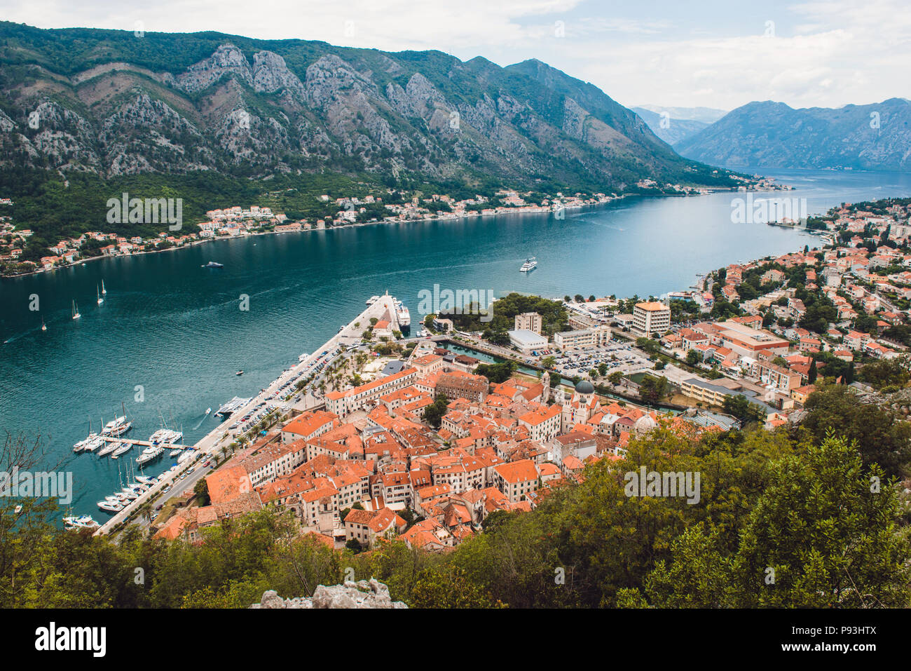 View of kotor old town from Lovcen mountain in Kotor, Montenegro. Kotor ...