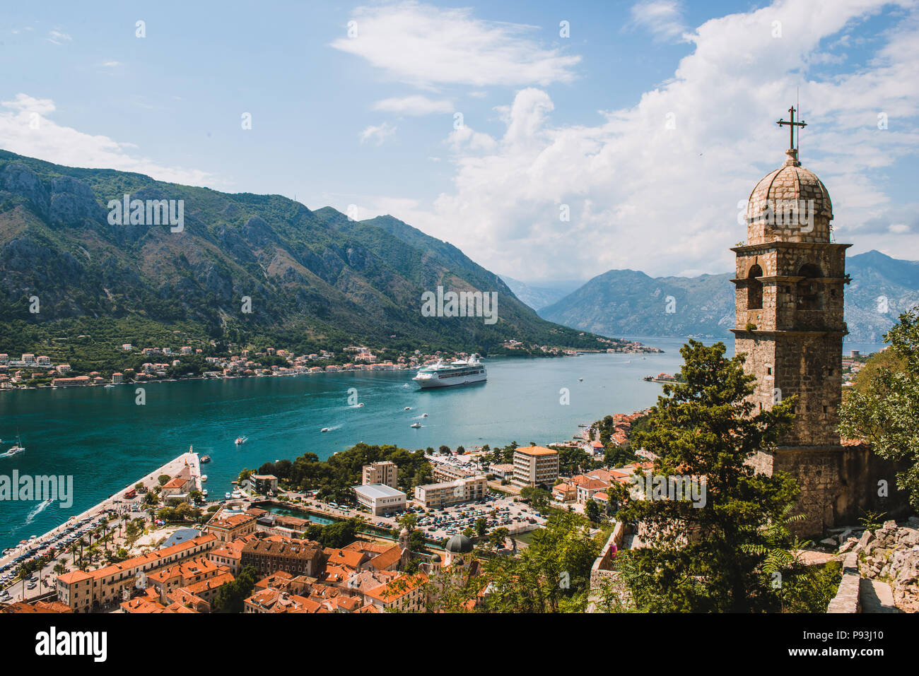 Aerial view kotor bay ship hi-res stock photography and images - Alamy