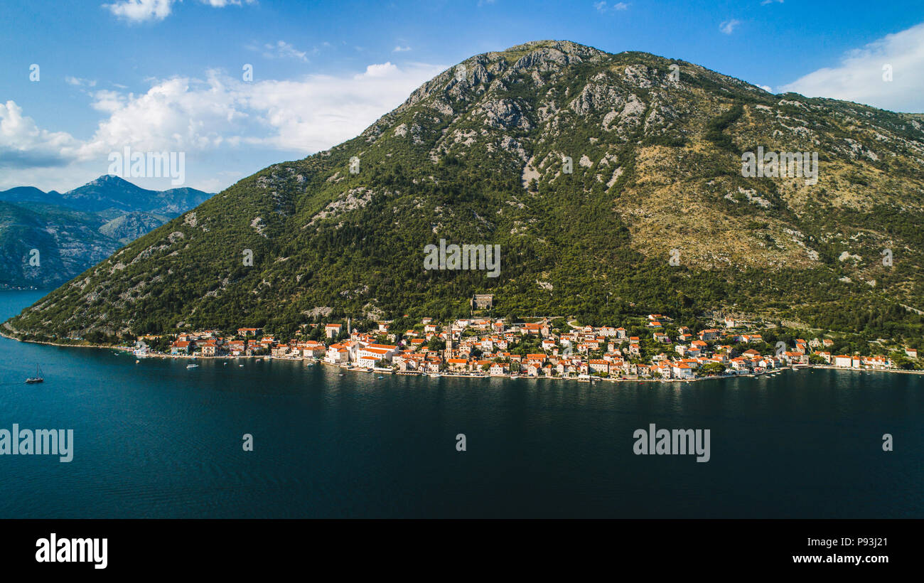 Aerial beautiful view at Perast town. Montenegro Stock Photo - Alamy