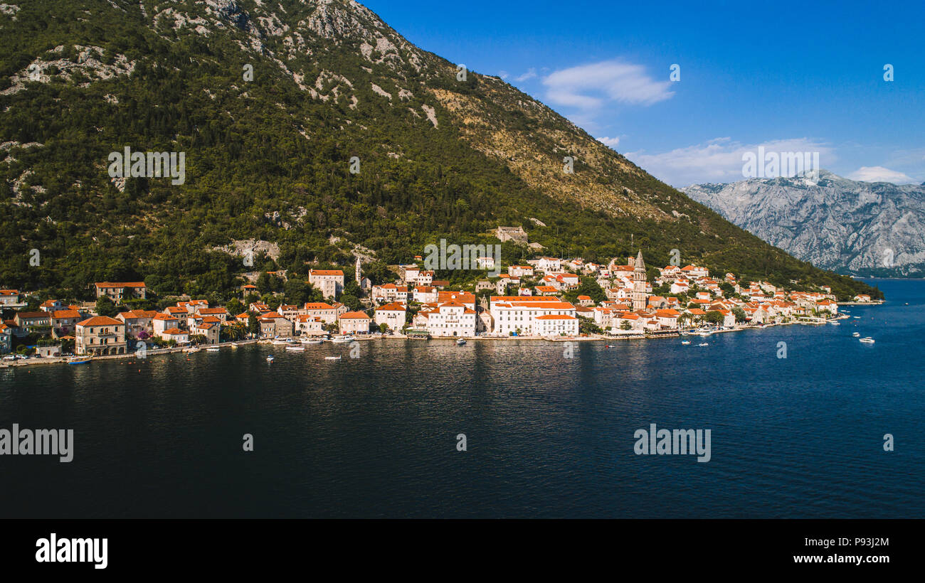 Aerial beautiful view at Perast town. Montenegro Stock Photo - Alamy