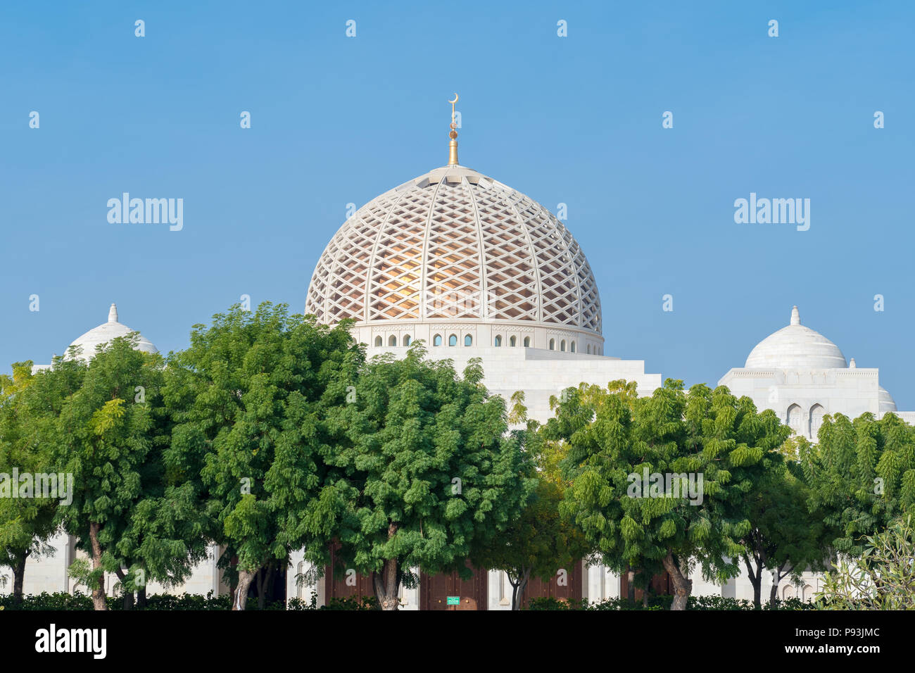 Dome over the main prayer hall of the Sultan Qaboos Grand Mosque in ...