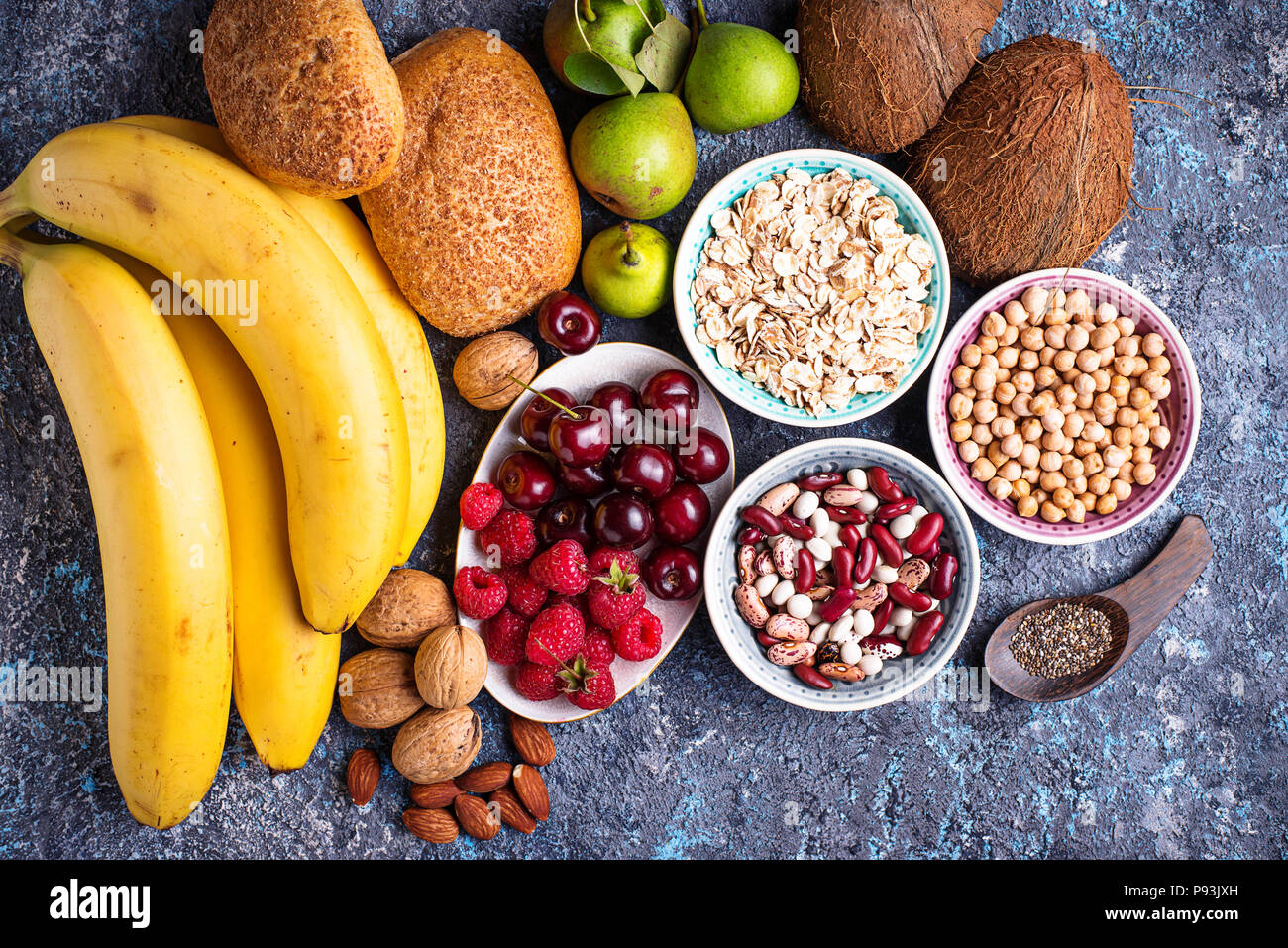 Products rich in fiber. Healthy diet food Stock Photo - Alamy