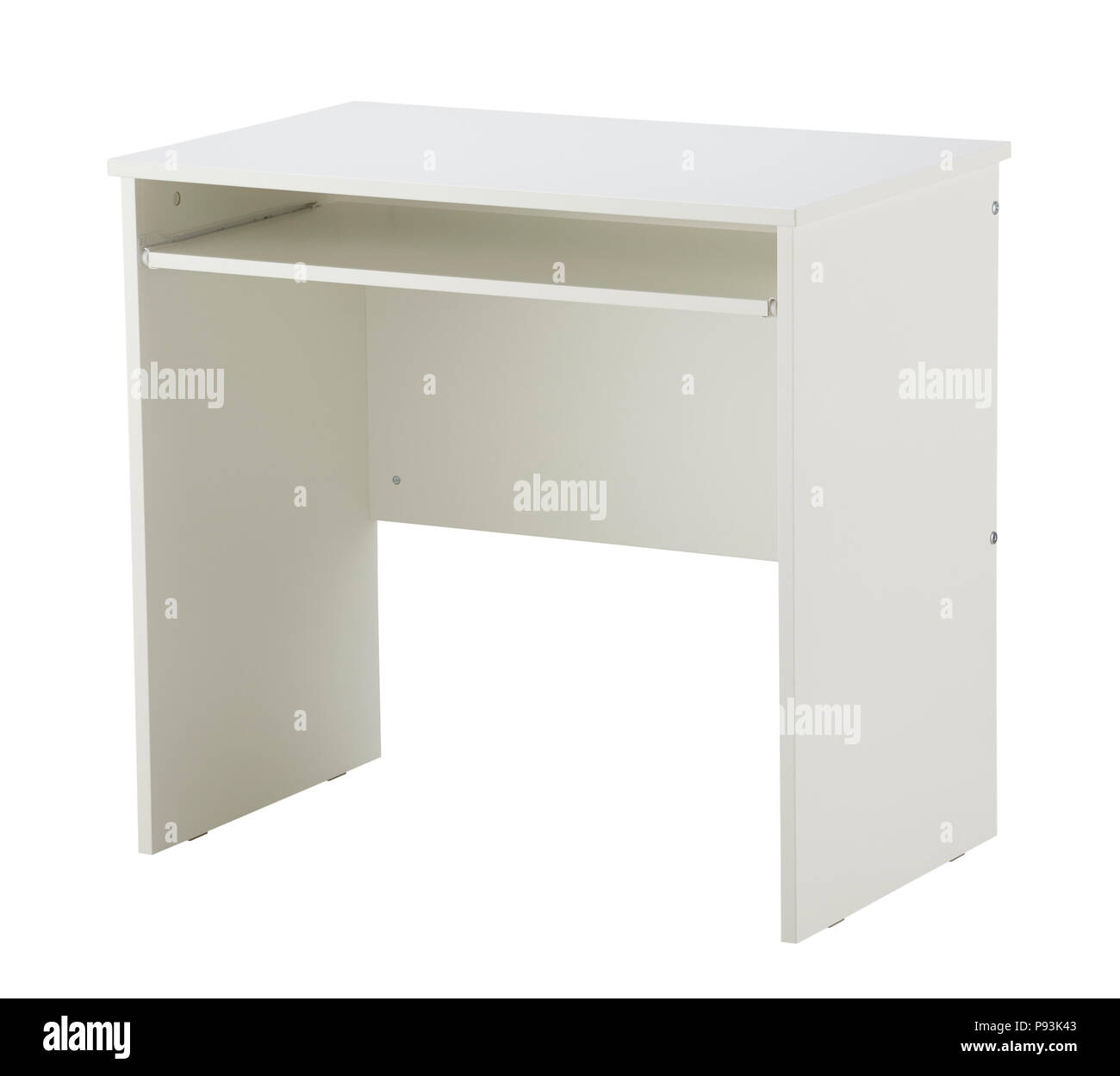 White computer table isolated on white background. Include clipping ...