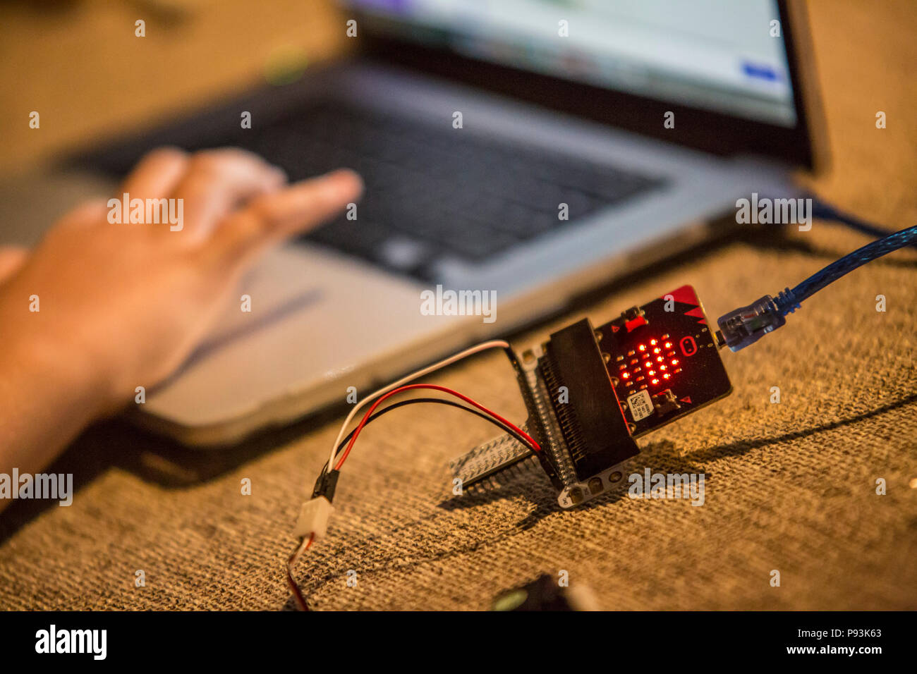 Children hands working with digital computer device Stock Photo - Alamy