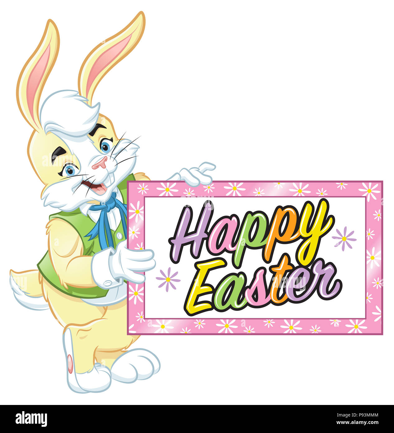 Easter Bunny Holding Banner Stock Photo - Alamy