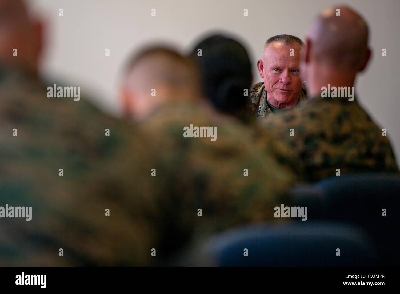 U.S. Marine Corps Lt. Gen. Lawrence D. Nicholson engages with Marines ...