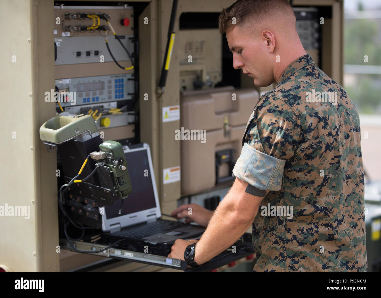 U.S. Marine Corps Cpl. Chase Swenson, satellite communications operator ...