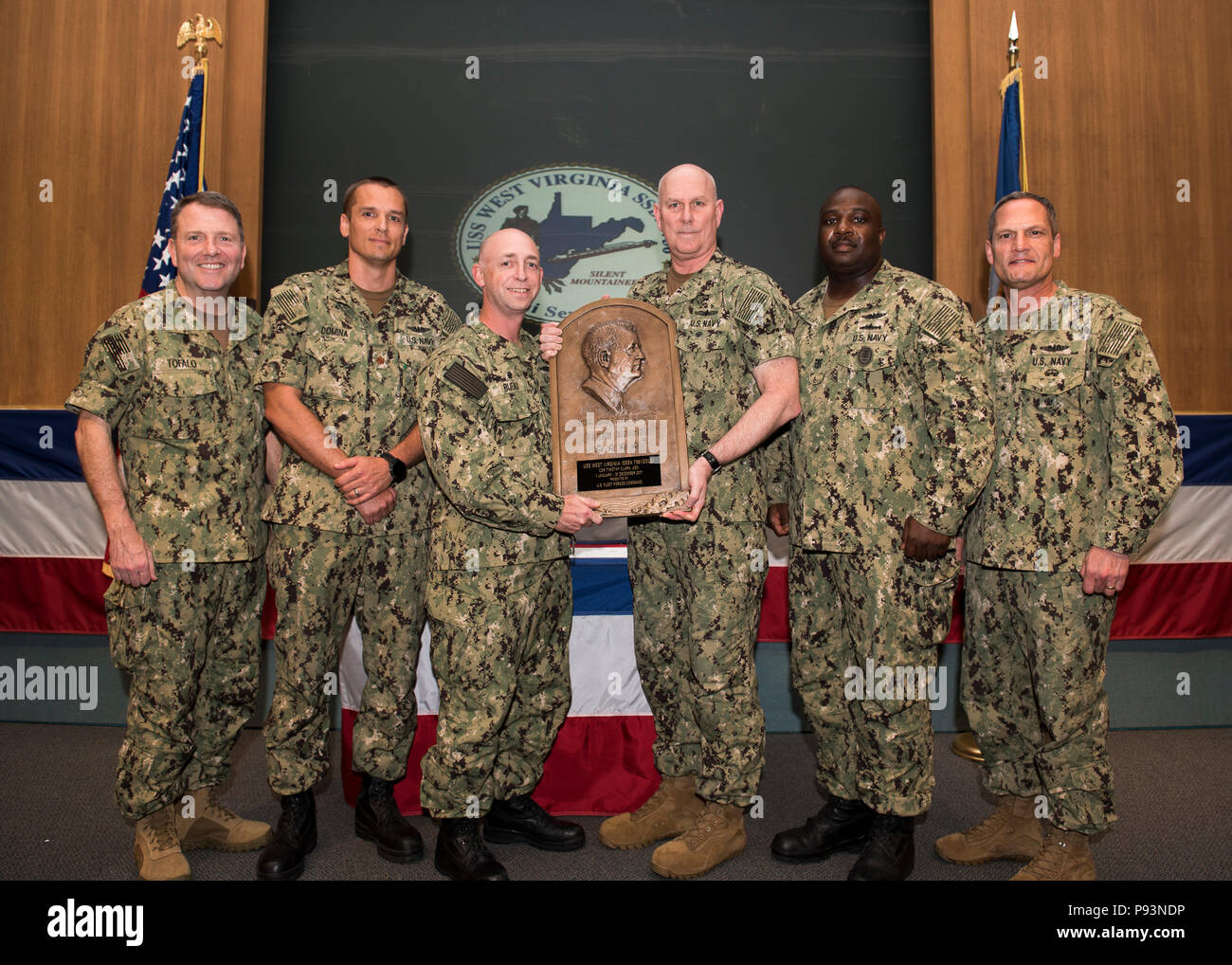 Leadership from the gold crew of the Ohio-class ballistic submarine USS ...