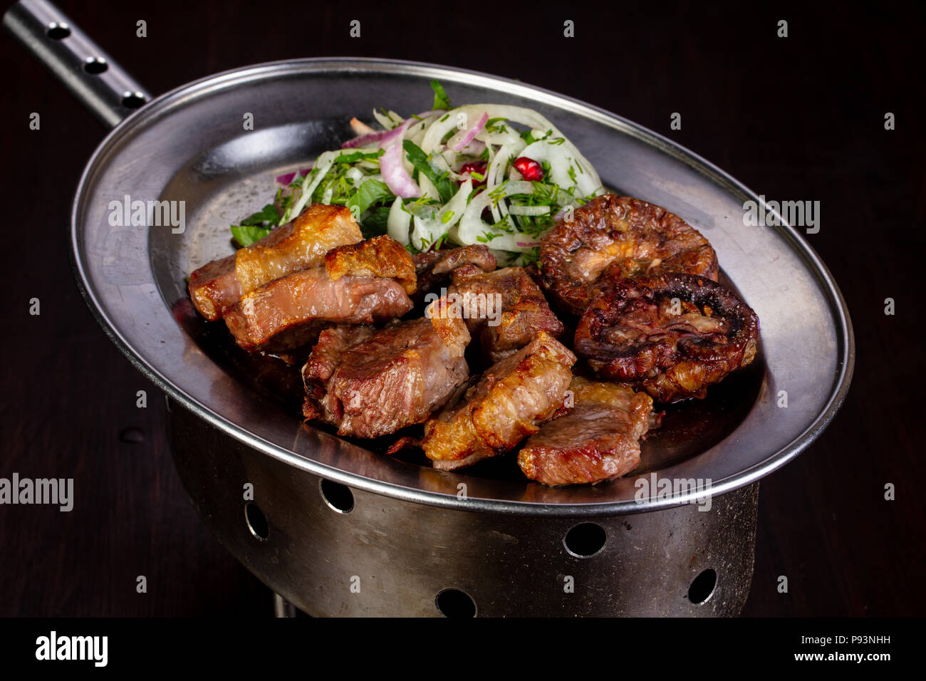 Grilled meat bbq plate mix Stock Photo - Alamy