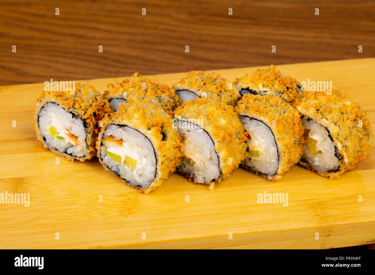 Delicious fried tempura rolls with eel Stock Photo - Alamy