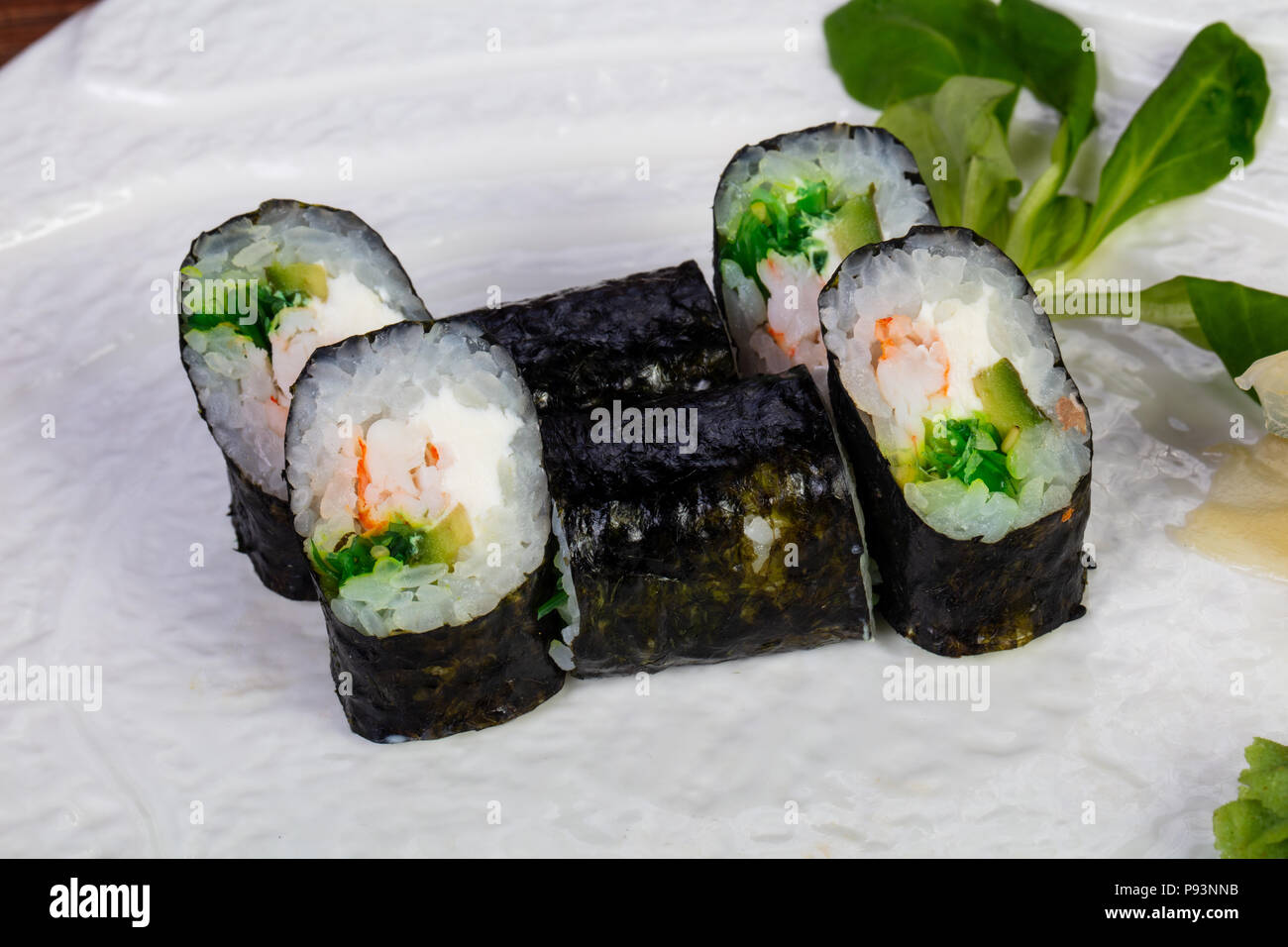 Japanese Maki roll with natural crab Stock Photo - Alamy