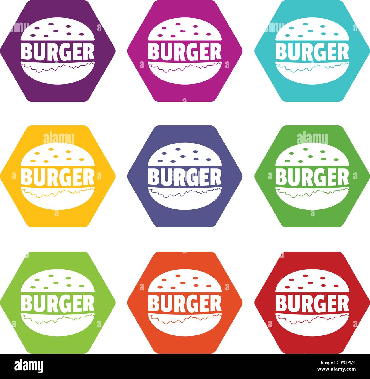 Burger icons set 9 vector Stock Vector Image & Art - Alamy