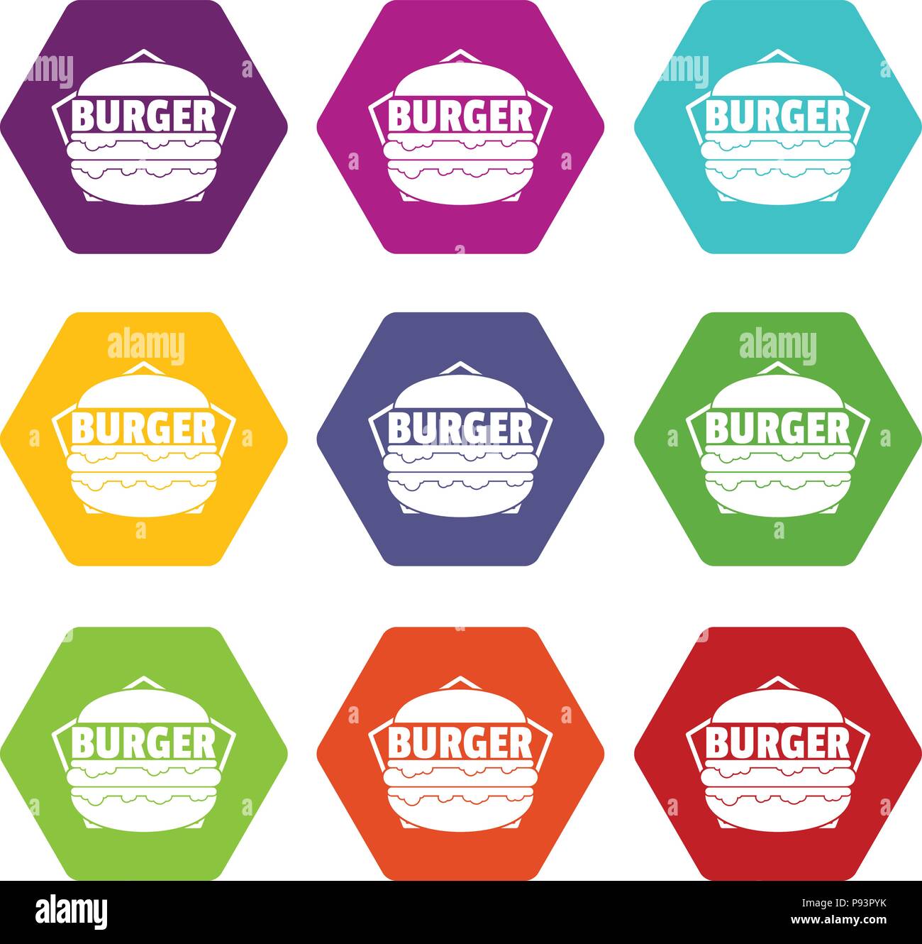 Fresh burger icons set 9 vector Stock Vector Image & Art - Alamy