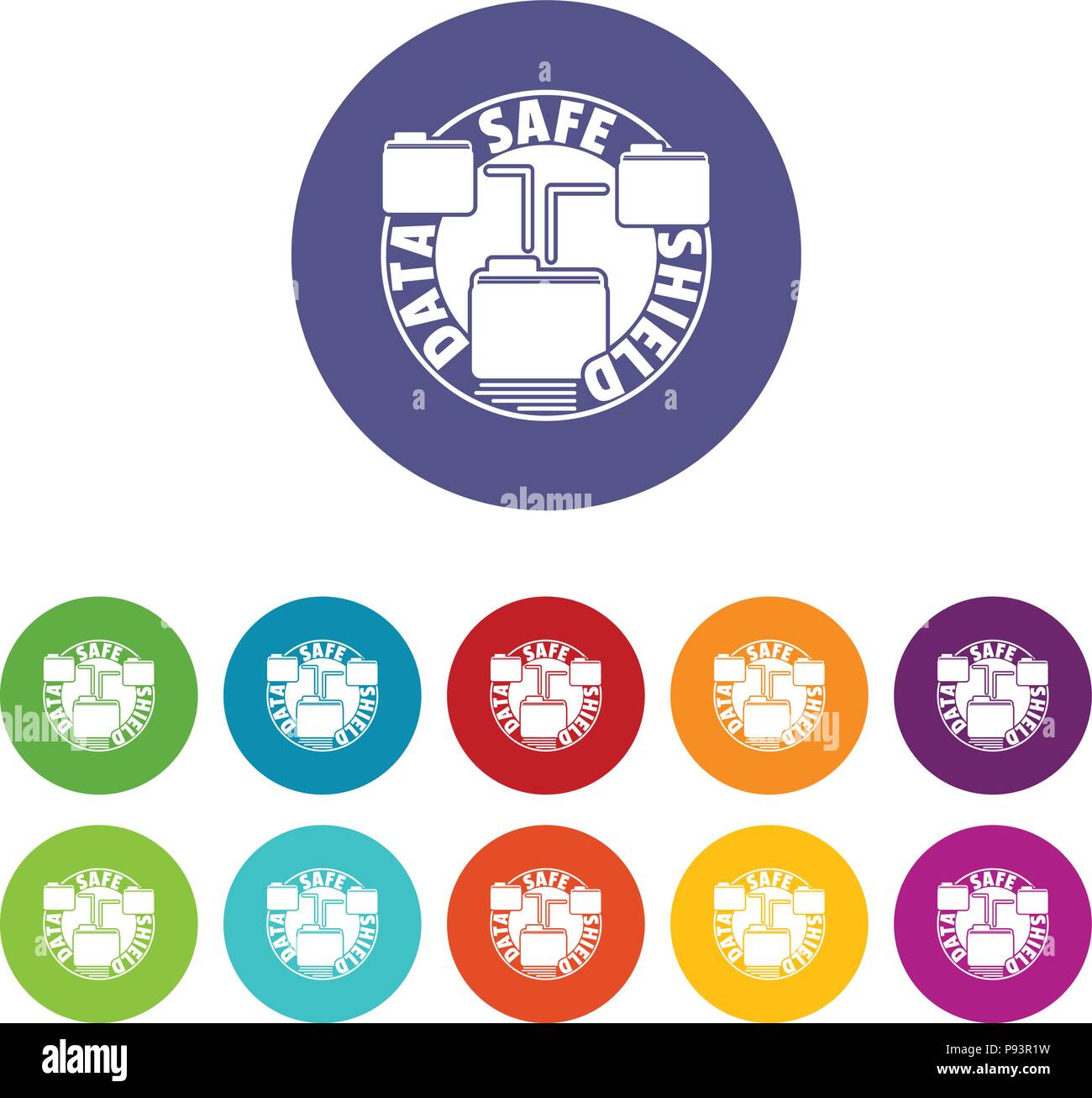 Data save shield icons set vector color Stock Vector Image & Art - Alamy