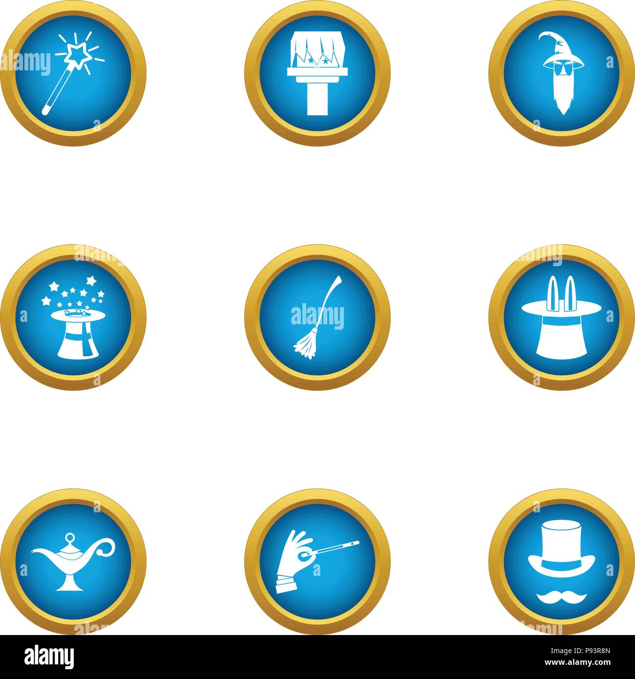 Whoo icons set, flat style Stock Vector Image & Art - Alamy