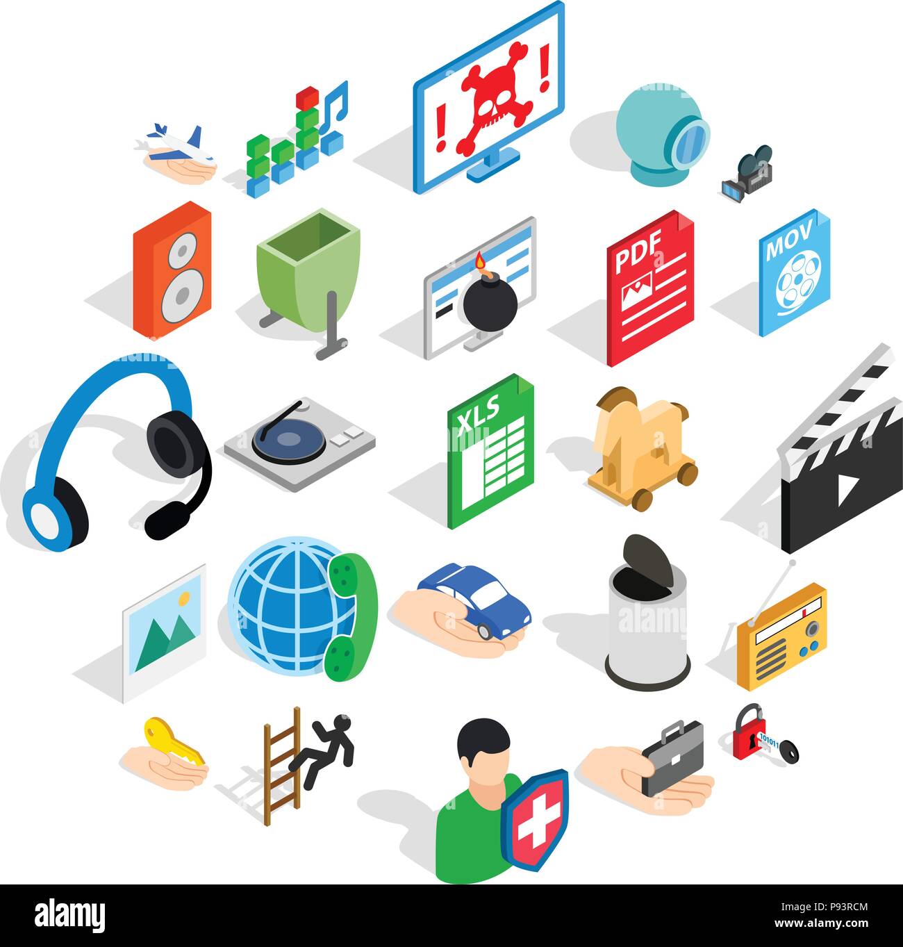 Development of advertising icons set, isometric style Stock Vector ...