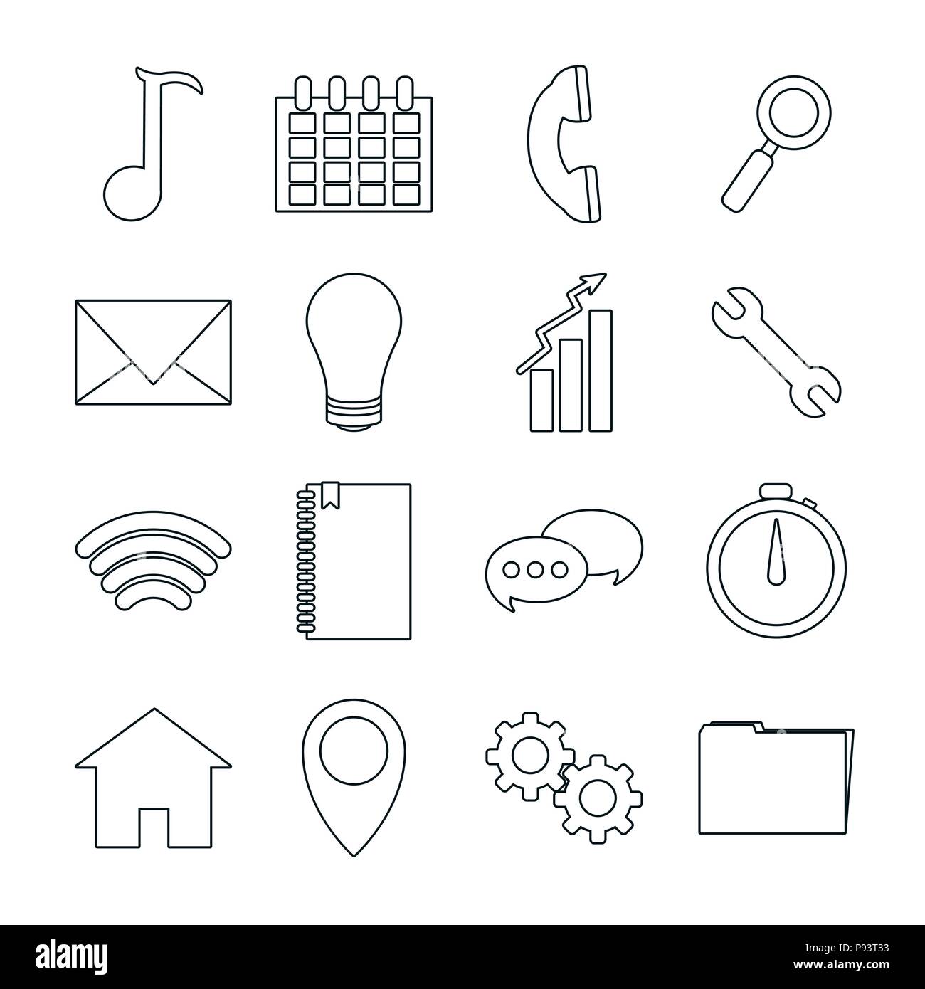 Set of smartphone app symbols Stock Vector Image & Art - Alamy