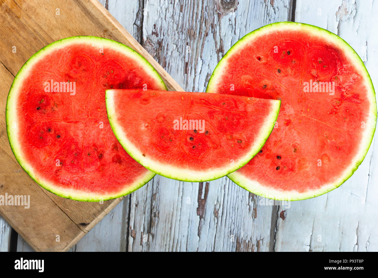 Watermelon cut in half - top view. Refreshing summer fruit Stock Photo ...