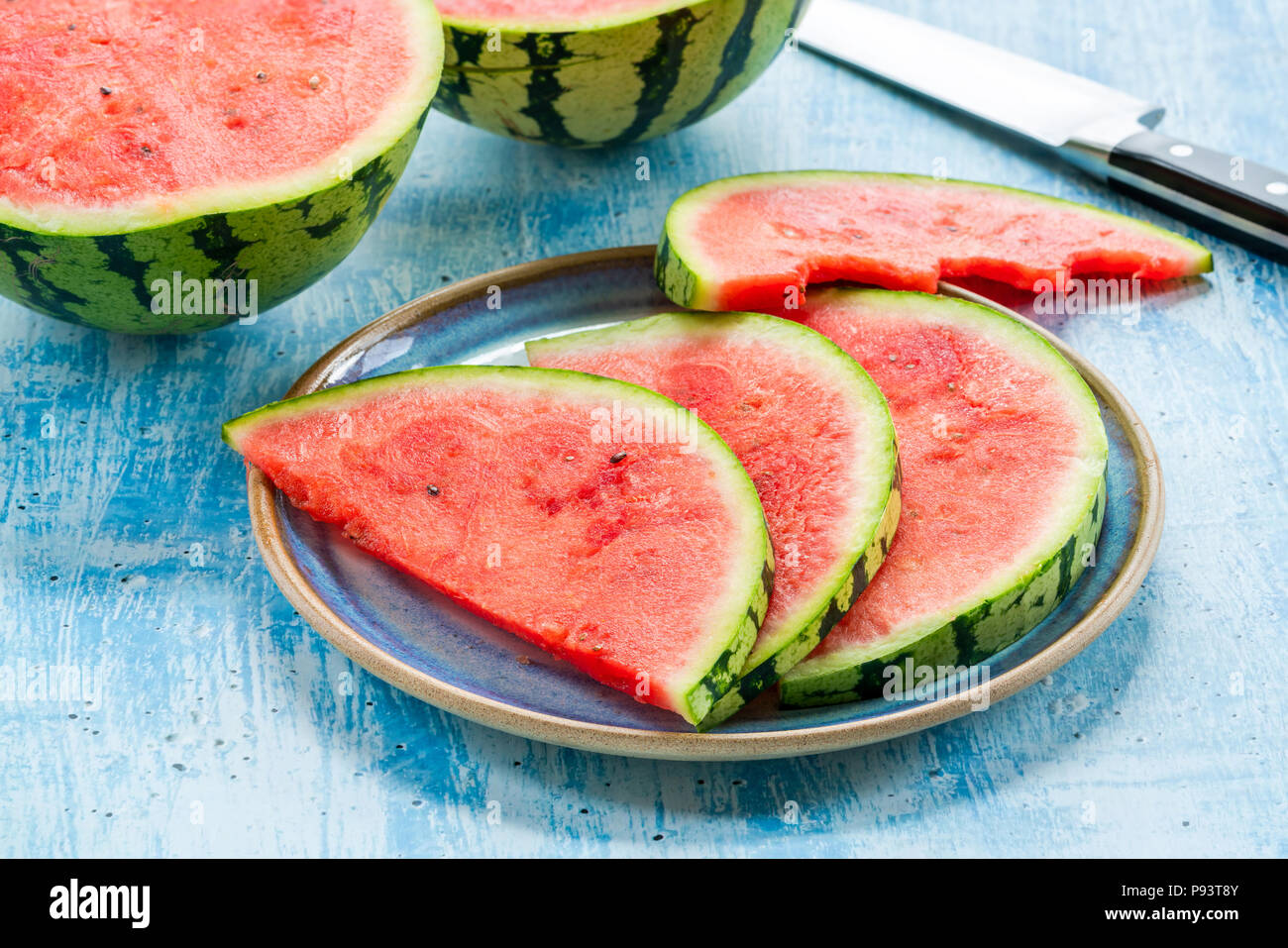 Half watermelon sliced plate hi-res stock photography and images - Alamy