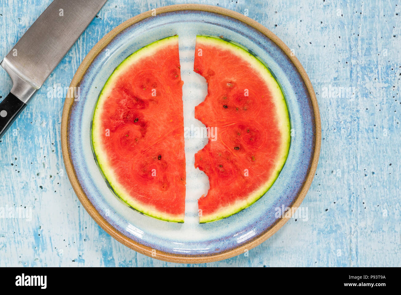 Two slices of watermelon - top view. Refreshing summer fruit Stock ...