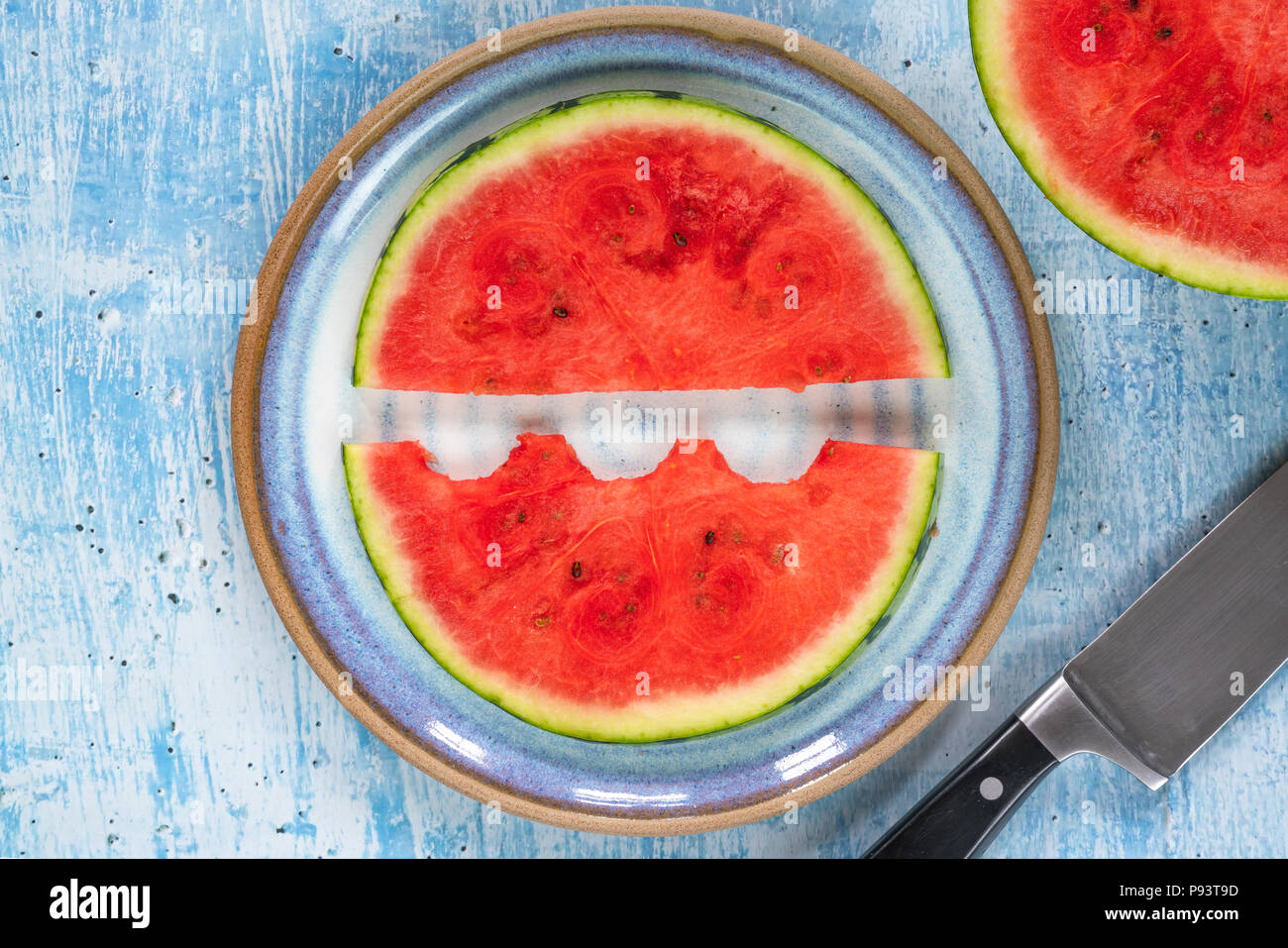 Two watermelon slices - top view. Refreshing summer fruit Stock Photo ...