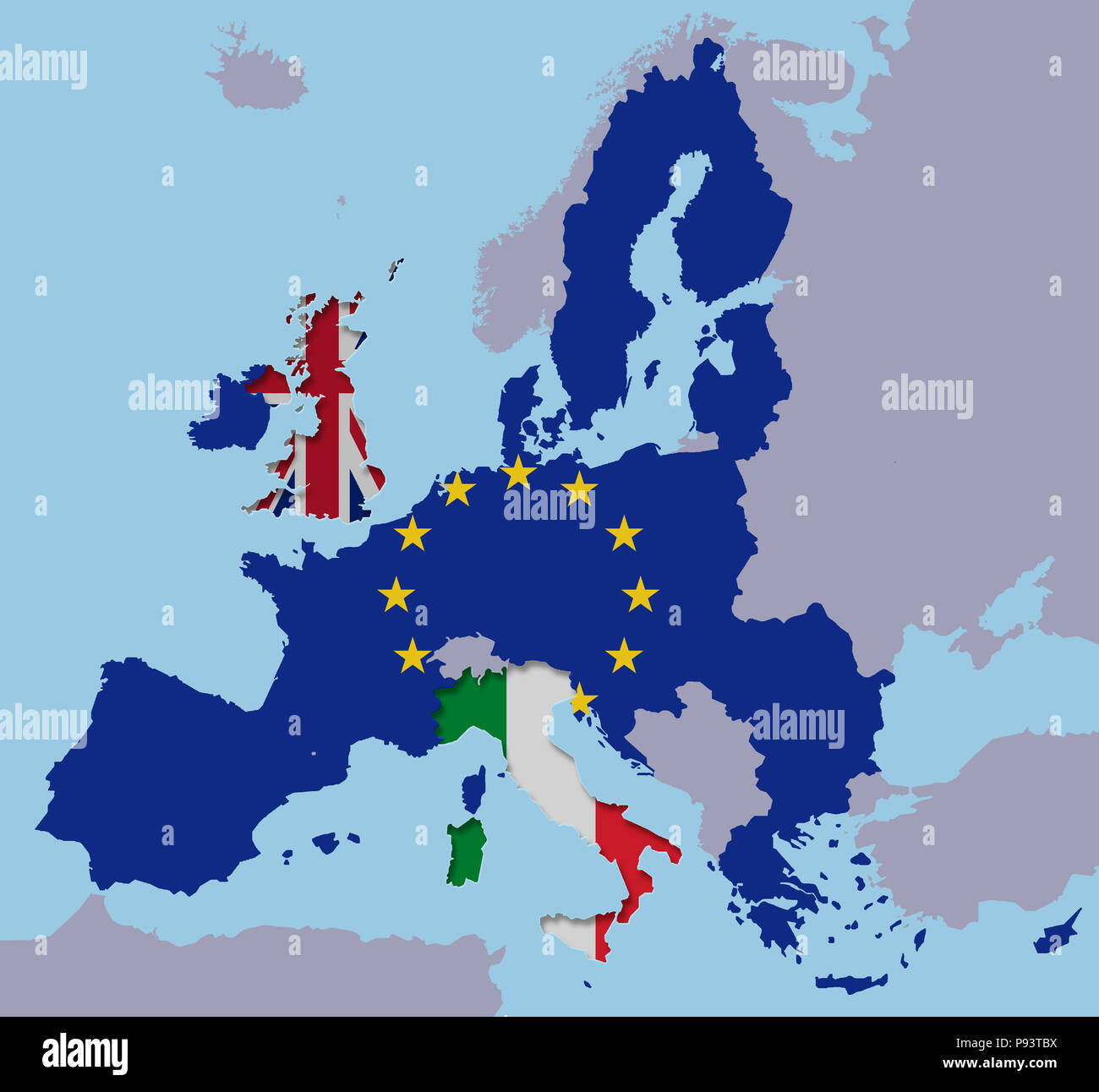 UK Italy leaving the EU with the Brexit exit out Stock Photo - Alamy
