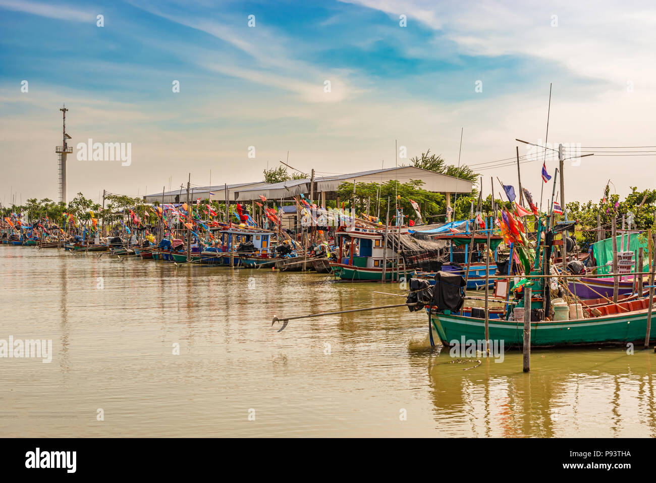 Fisherman community and their boats at the dock in Thailand Stock Photo ...