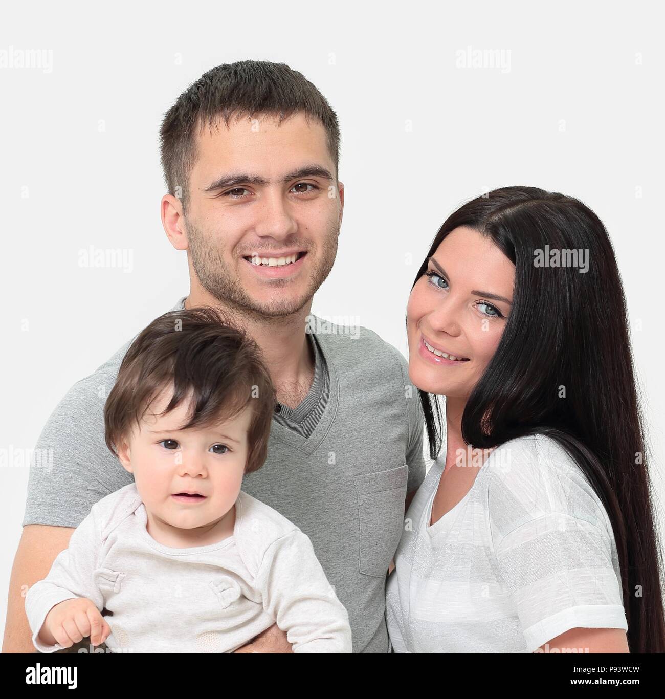 happy smiling family isolated over white Stock Photo - Alamy