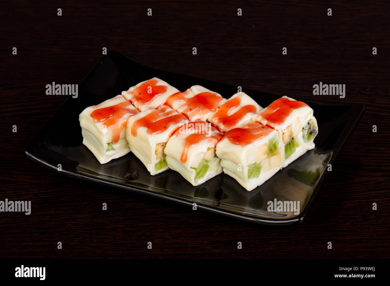 Japanese sweet roll with fruits Stock Photo - Alamy