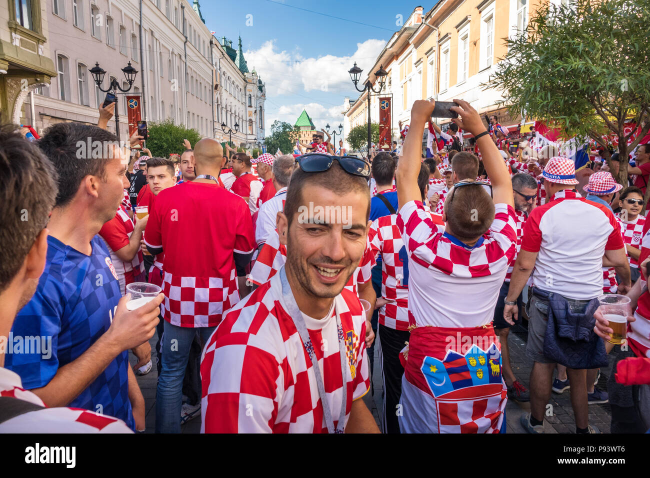 Croatian football fans during the 2018 FIFA World Cup in Russia Stock ...