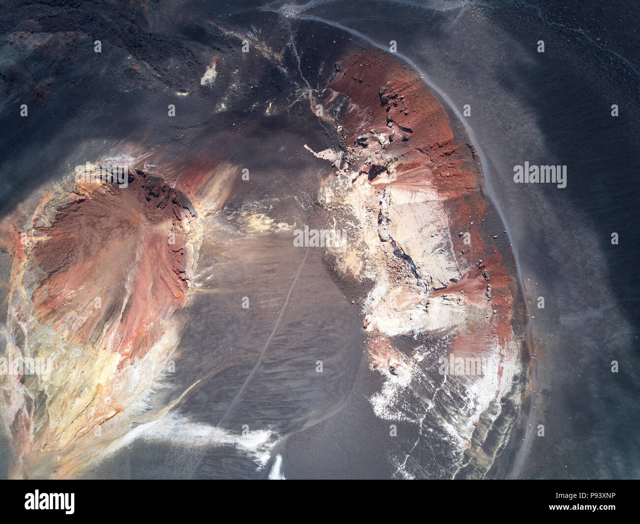 Volcano crater above view. Other planet surface Stock Photo - Alamy