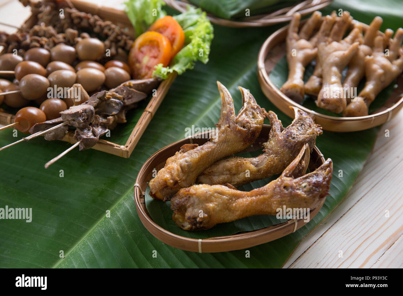 traditional indonesian culinary food. fried chicken head Stock Photo ...