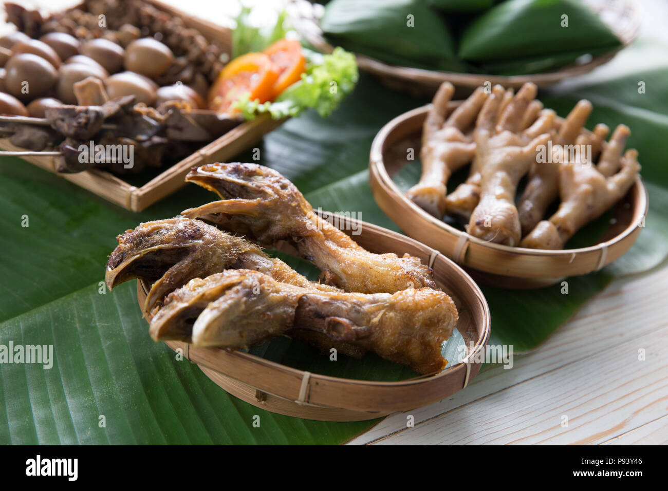 traditional indonesian culinary food. fried chicken head Stock Photo ...