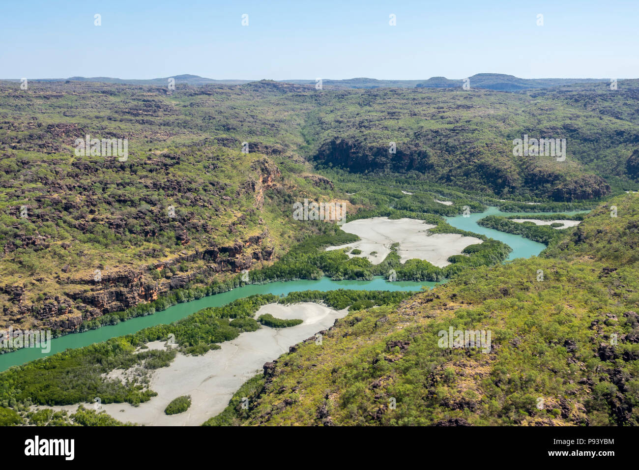 Travelling to Mitchell Falls by helicopter from Naturalist Island ...