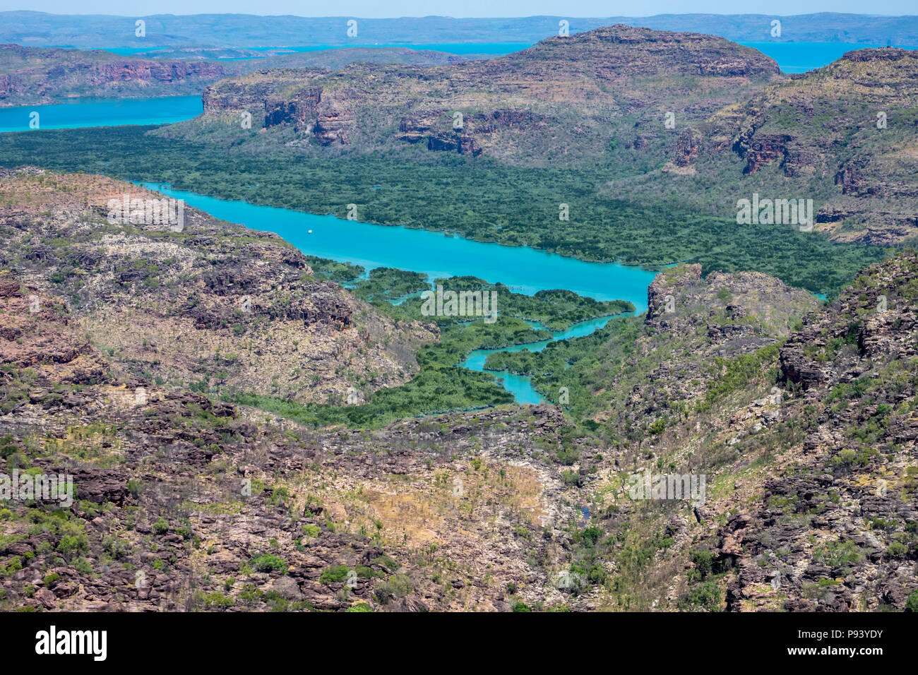 Aerial view of the Mitchell Plateau in the dry season, Western ...