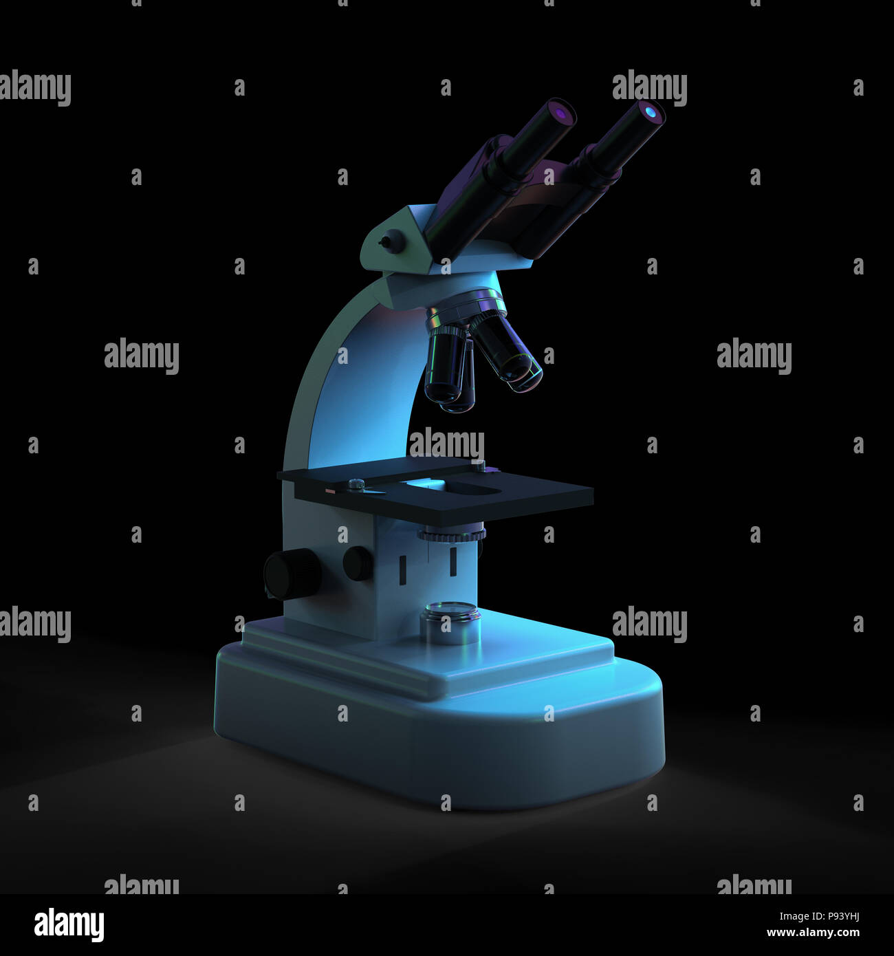 3d rendering microscope or optical instrument on black background Stock ...