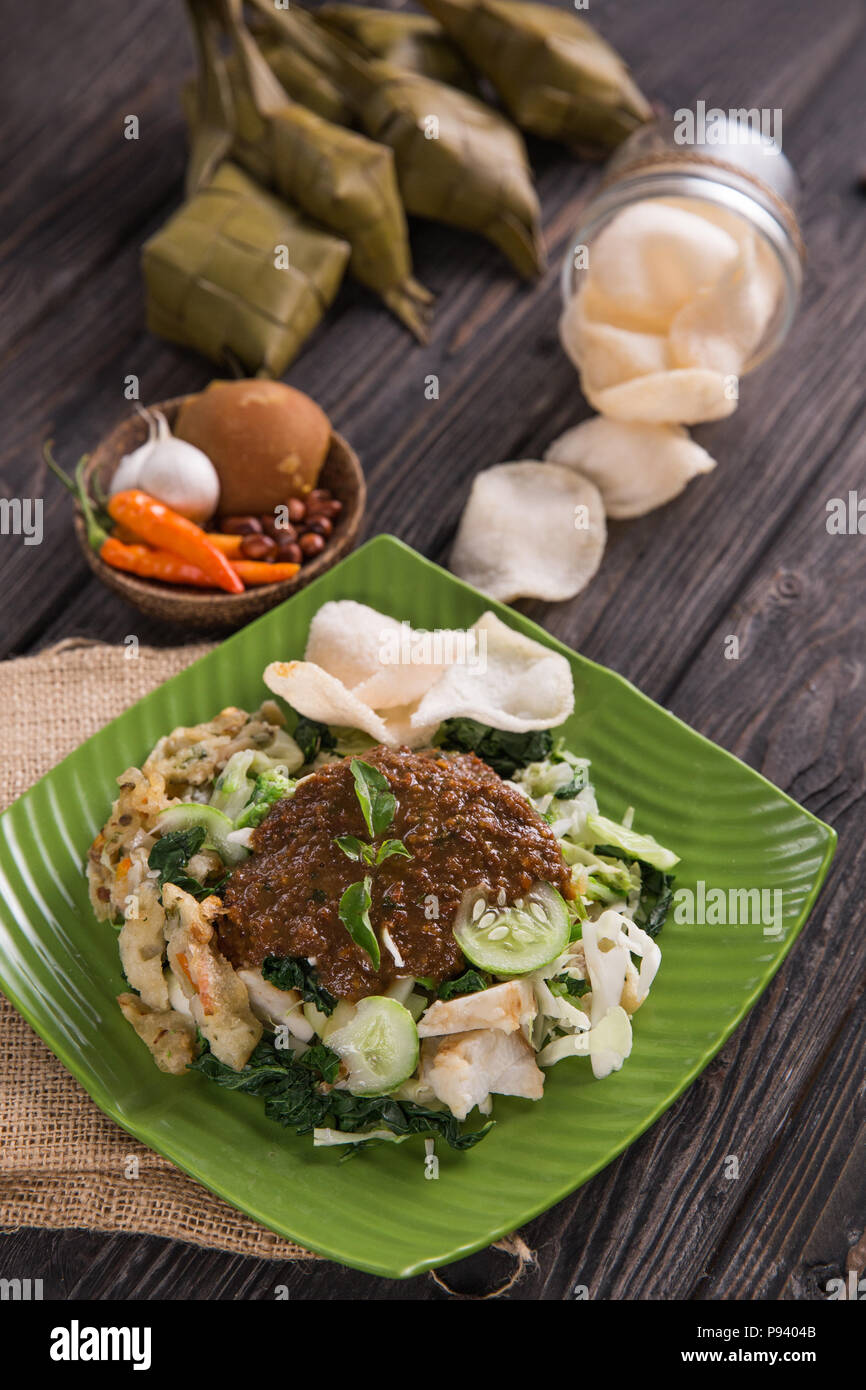 traditional indonesian culinary food. lotek vegetable with peanut sauce ...