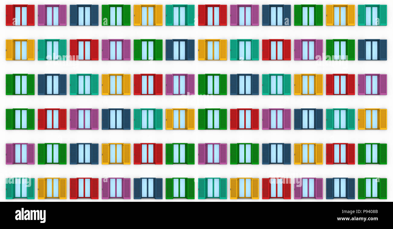 Multi colored windows wallpaper 3D rendering Stock Photo - Alamy