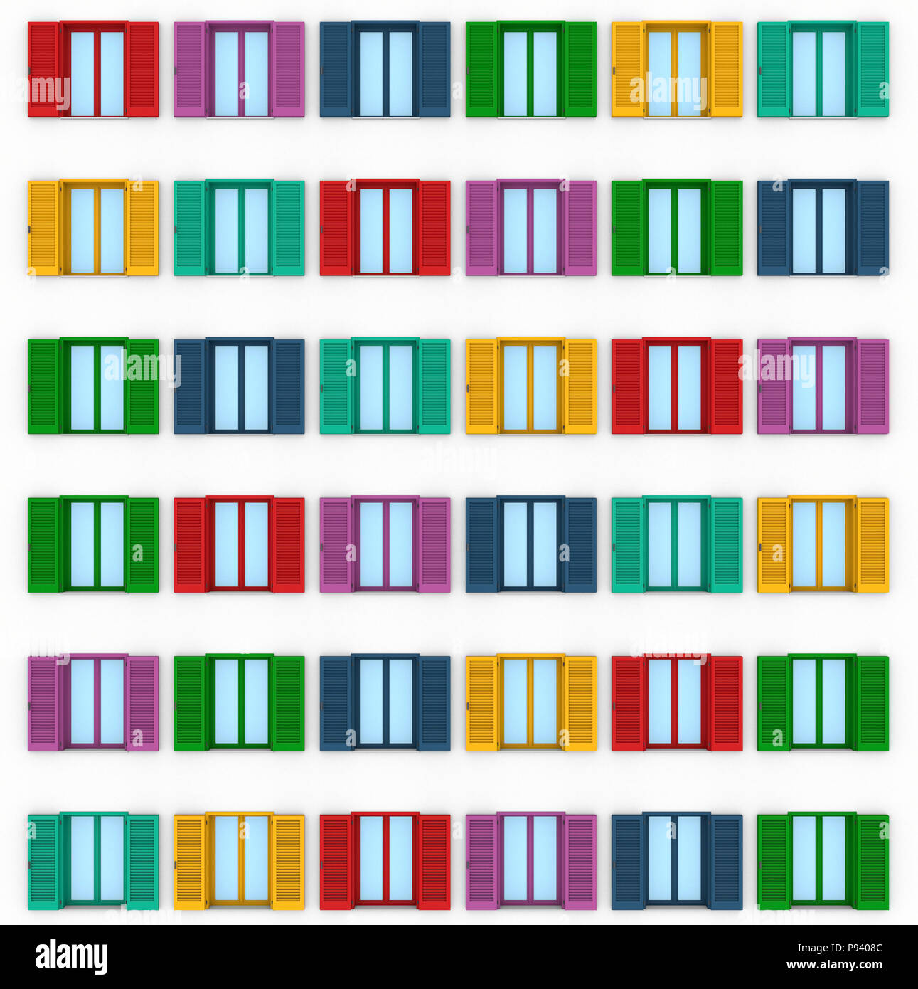 Multi colored windows wallpaper 3D rendering Stock Photo - Alamy