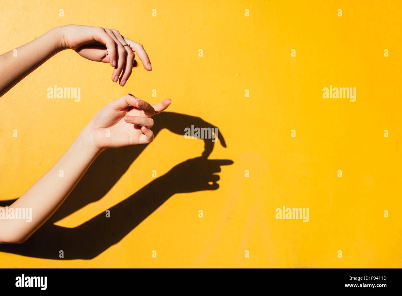Female hand. Summer girl teen dancing under direct sun light. Art ...