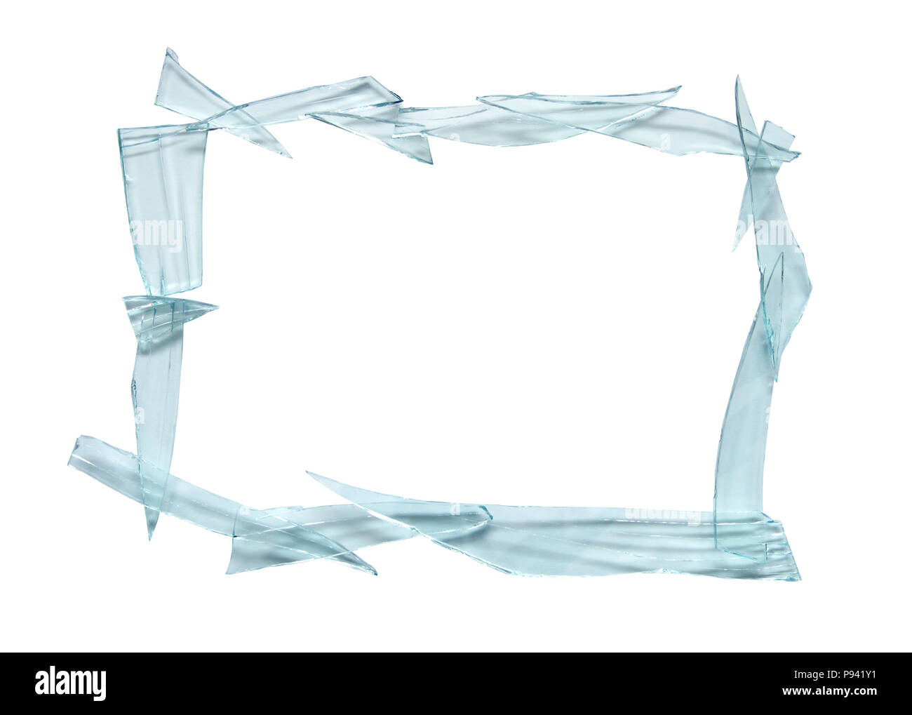 Frame made from broken glass. Isolated on white with clipping path ...