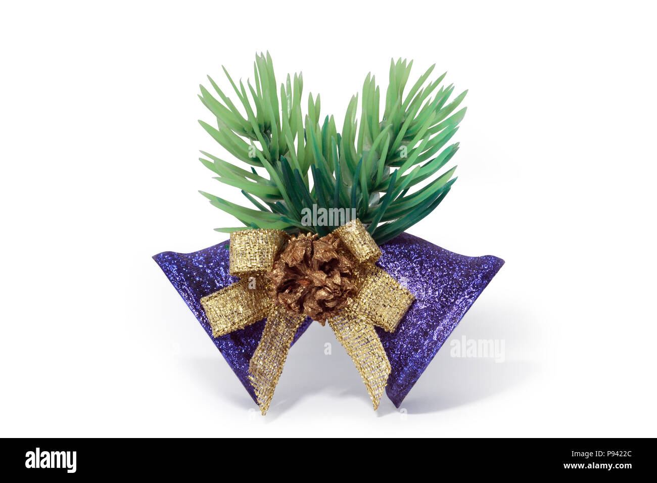 Nice blue christmas bells isolated on white background with clipping ...