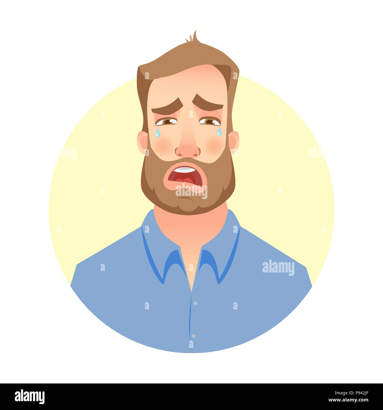 Crying man. Face of man with beard Stock Photo - Alamy