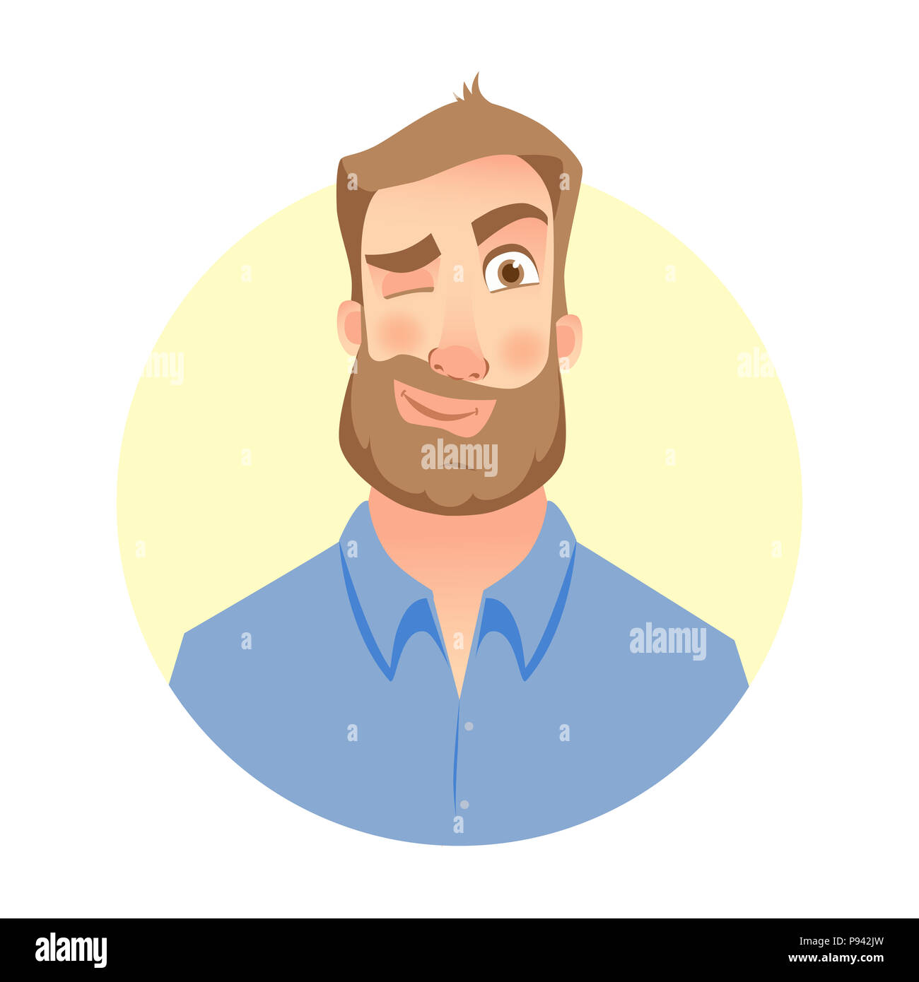 Winking man. Funny person. Face of man with beard Stock Photo - Alamy