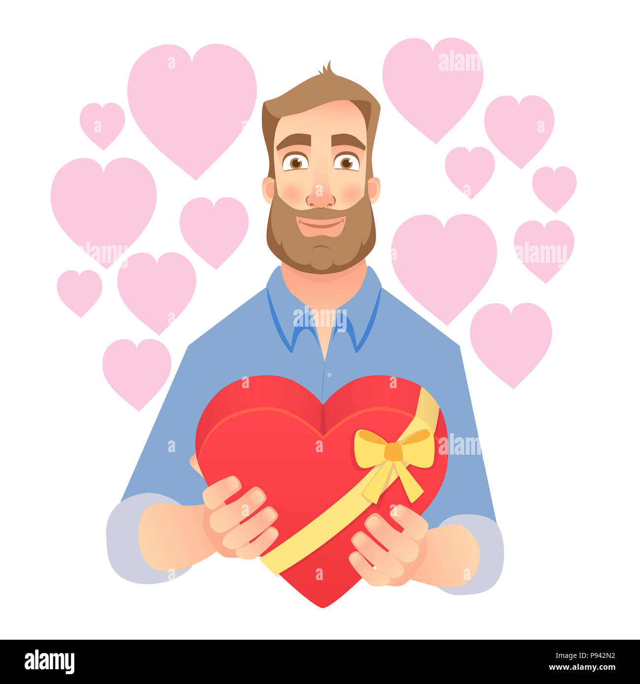 Boy give gift cartoon hi-res stock photography and images - Alamy