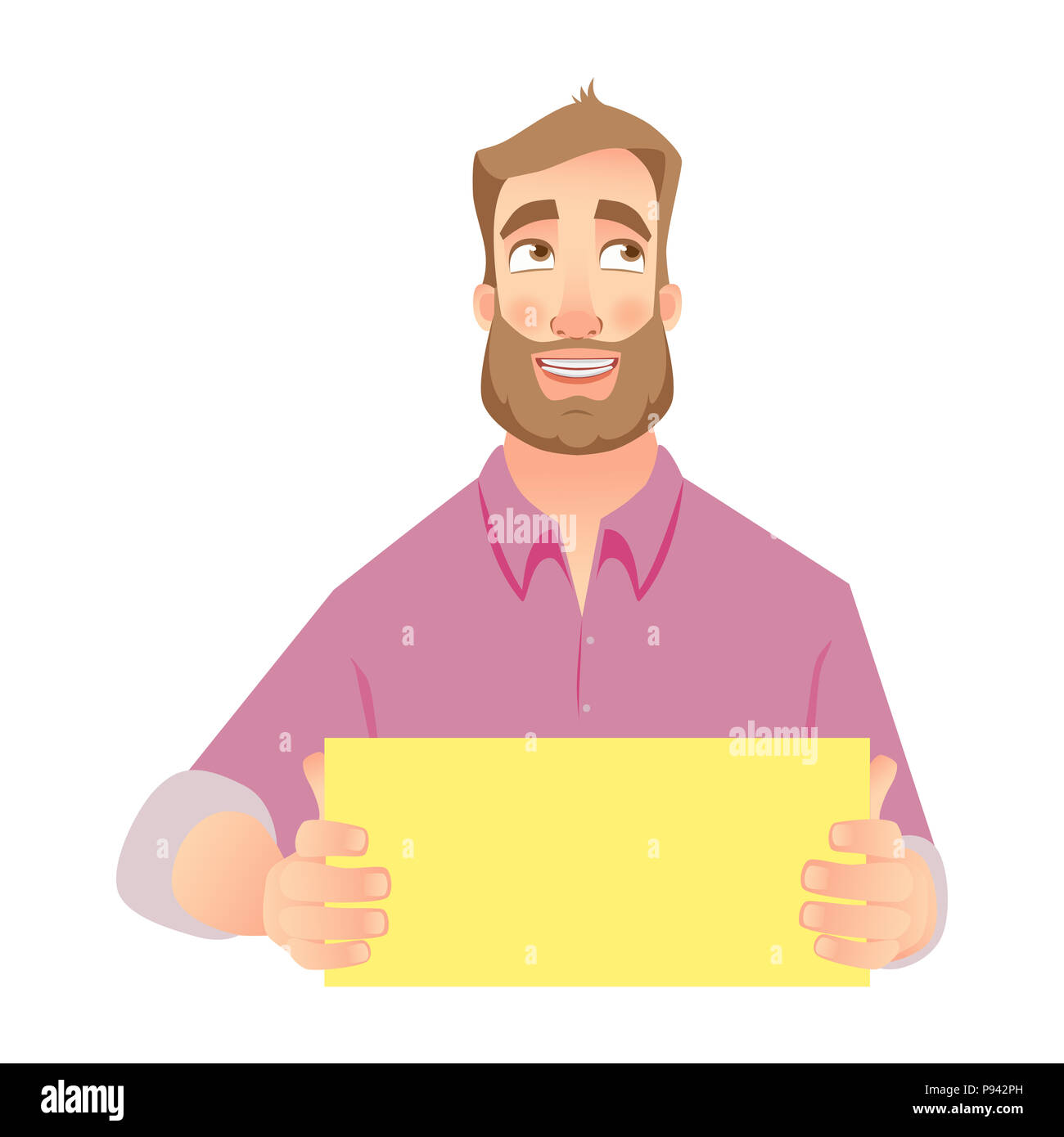 Man holding blank paper. Man with empty sheet of paper Stock Photo - Alamy